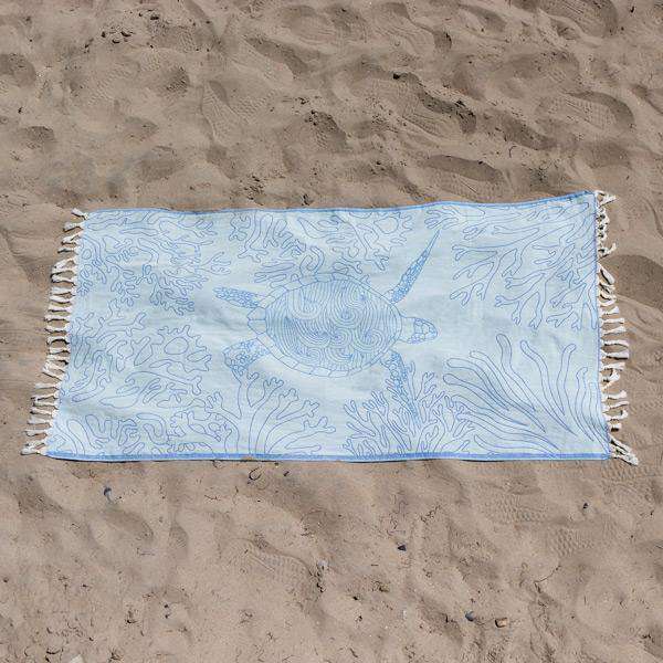 Blue Sea Turtle Reef Towel by Sand Cloud – Country Club Prep