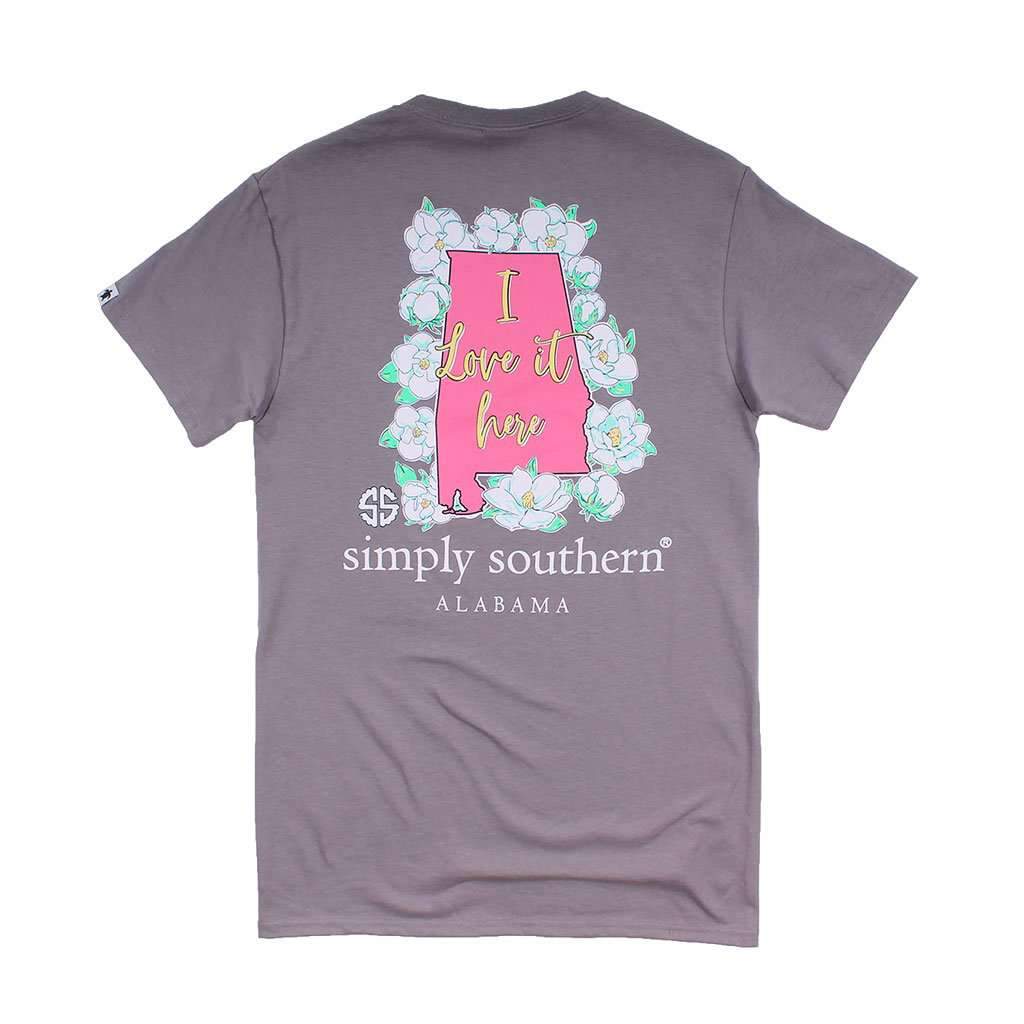 Simply Southern Preppy AL "I Love It Here" Tee in Steel – Country Club Prep