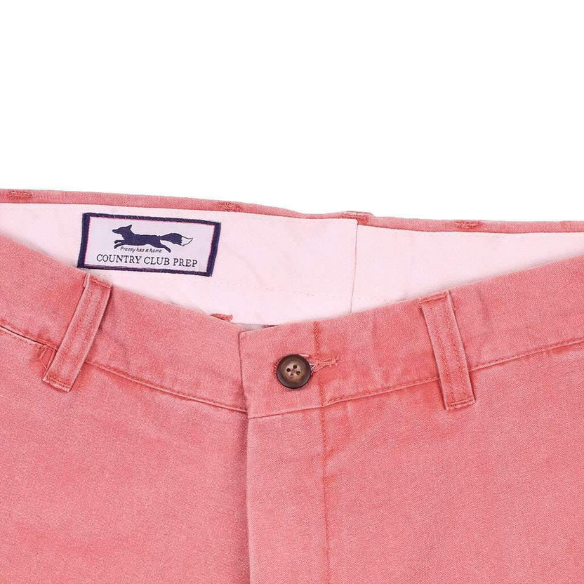 Country Club Prep Plain Front Shorts in Faded Red