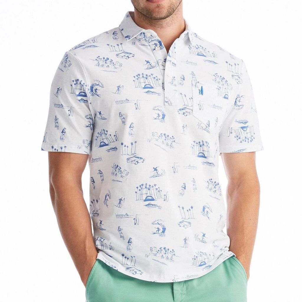 The Original 4-Button Polo Drifter Print by Johnnie-O – Country Club Prep