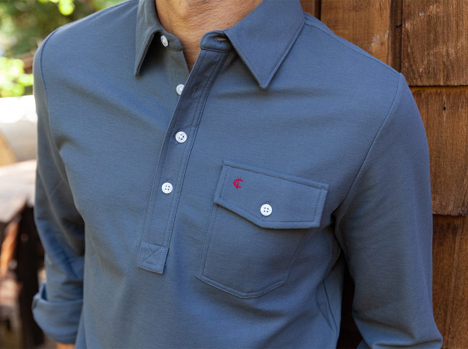 Long Sleeve Players Shirt in Blue Steel | Criquet – Country Club Prep