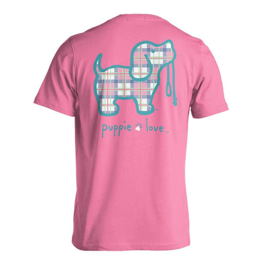 Puppie Love Plaid Pup Short Sleeve Tee in Azalea – Country Club Prep