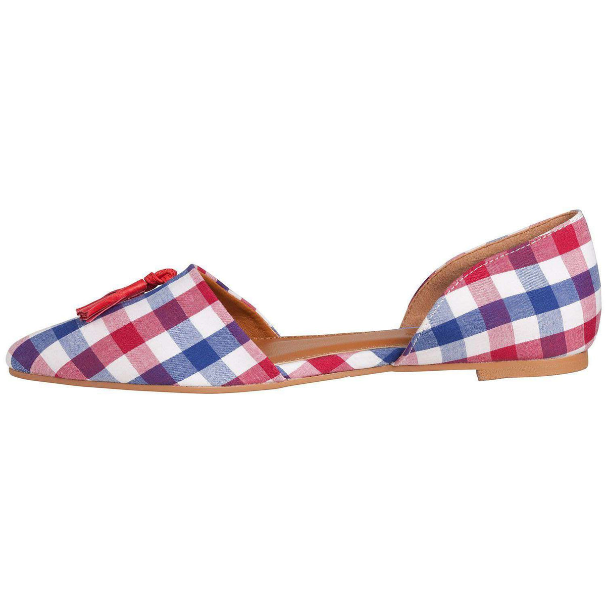 Southern Proper Caroline Flat in Red/Navy Gingham – Country Club Prep