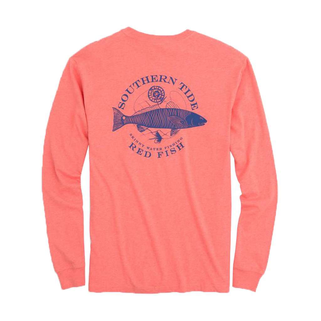 Southern Tide Fish Series Red Fish Heathered Long Sleeve T-Shirt in ...