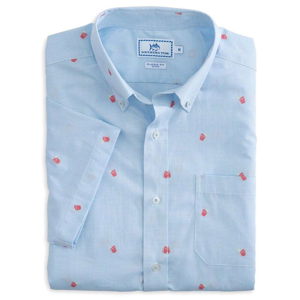 Southern Tide Rum Swizzle Short Sleeve Sport Shirt in Ocean Channel ...