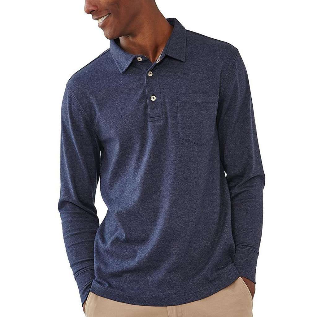 The Normal Brand Long Sleeve Puremeso Polo in Navy – Country Club Prep