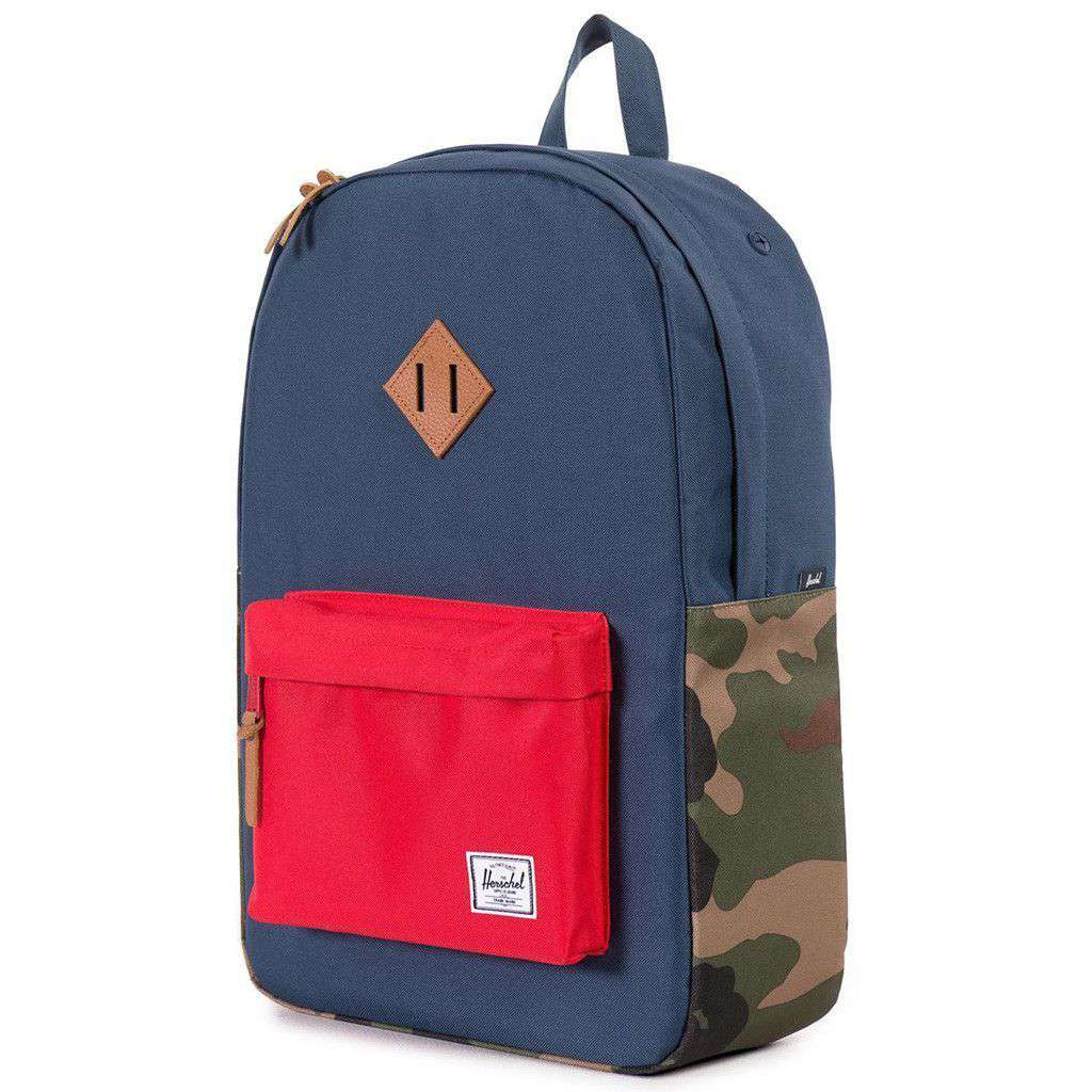 Herschel Heritage Backpack in Navy, Red and Woodland Camo – Country ...