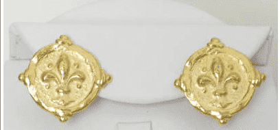 Fleur De Lis Earrings in Gold by Susan Shaw – Country Club Prep