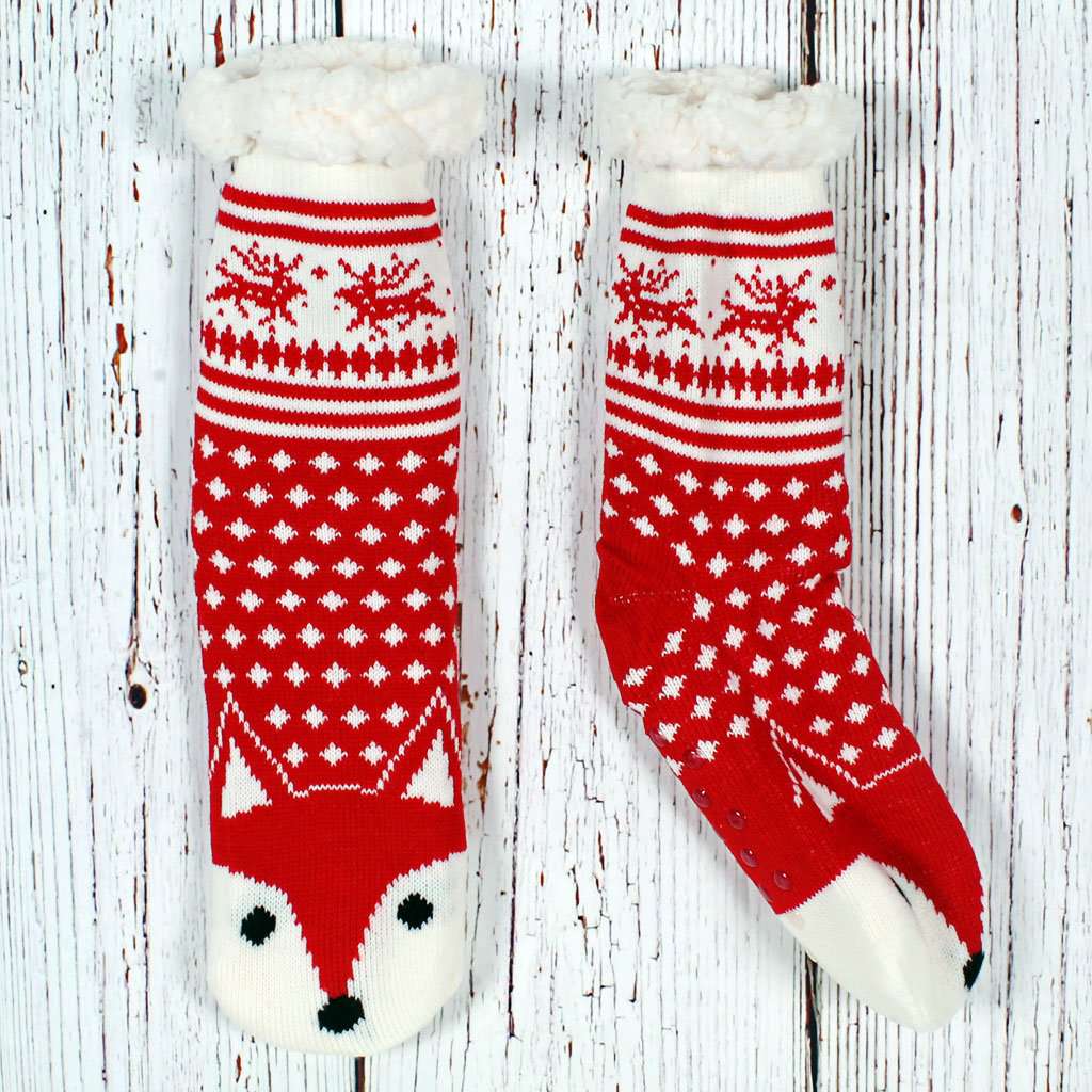 Nordic Fleece Todd the Fox Sherpa Lined Socks | Free Shipping – Country ...