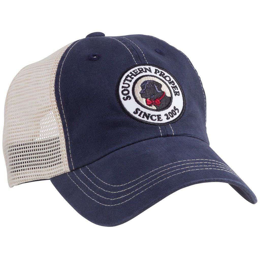Southern Proper Original Logo Patch Trucker Hat in Navy – Country Club Prep