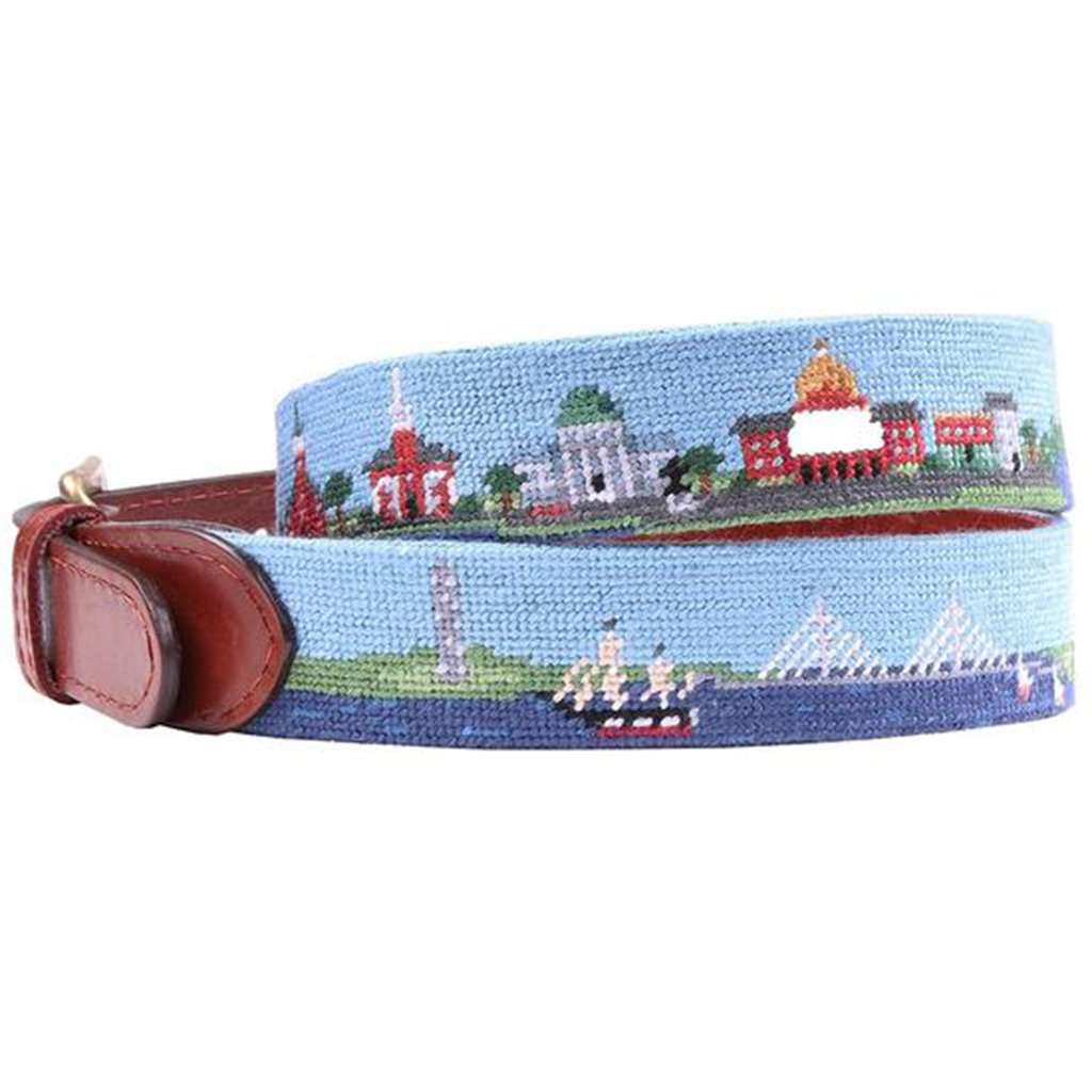 Smathers & Branson Old Boston Scene Needlepoint Belt – Country Club Prep