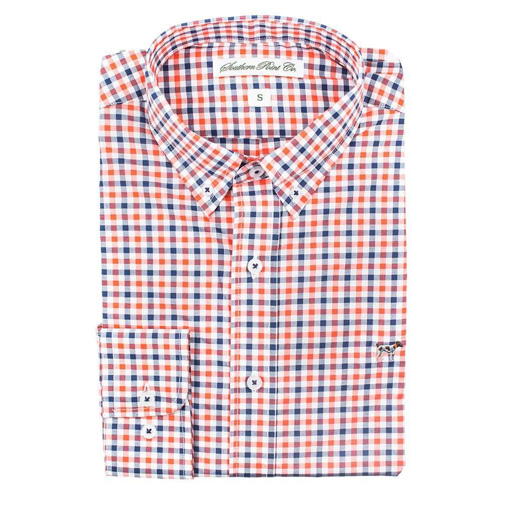 Southern Point The Hadley Shirt in Orange & Navy Check – Country Club Prep
