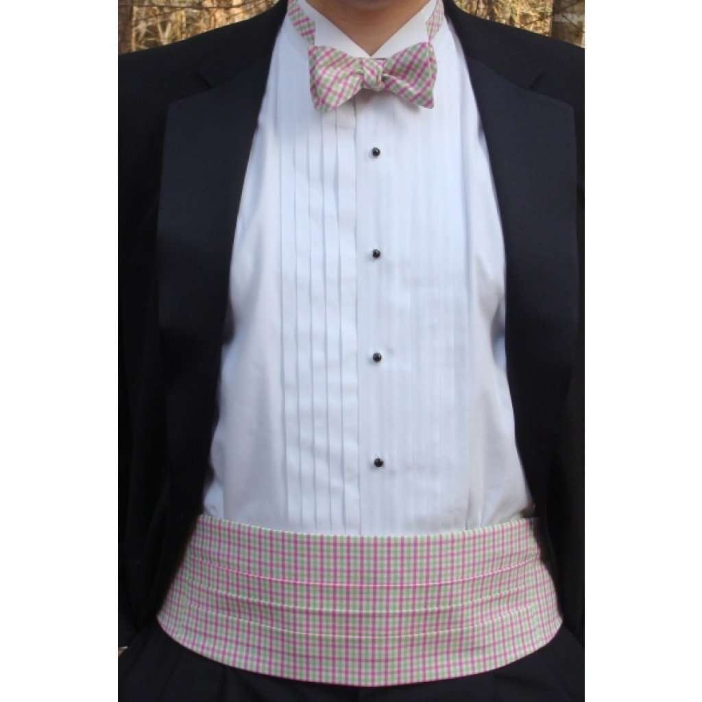 High Cotton Pink and Green Tattersall Cummerbund Set – Country Club Prep