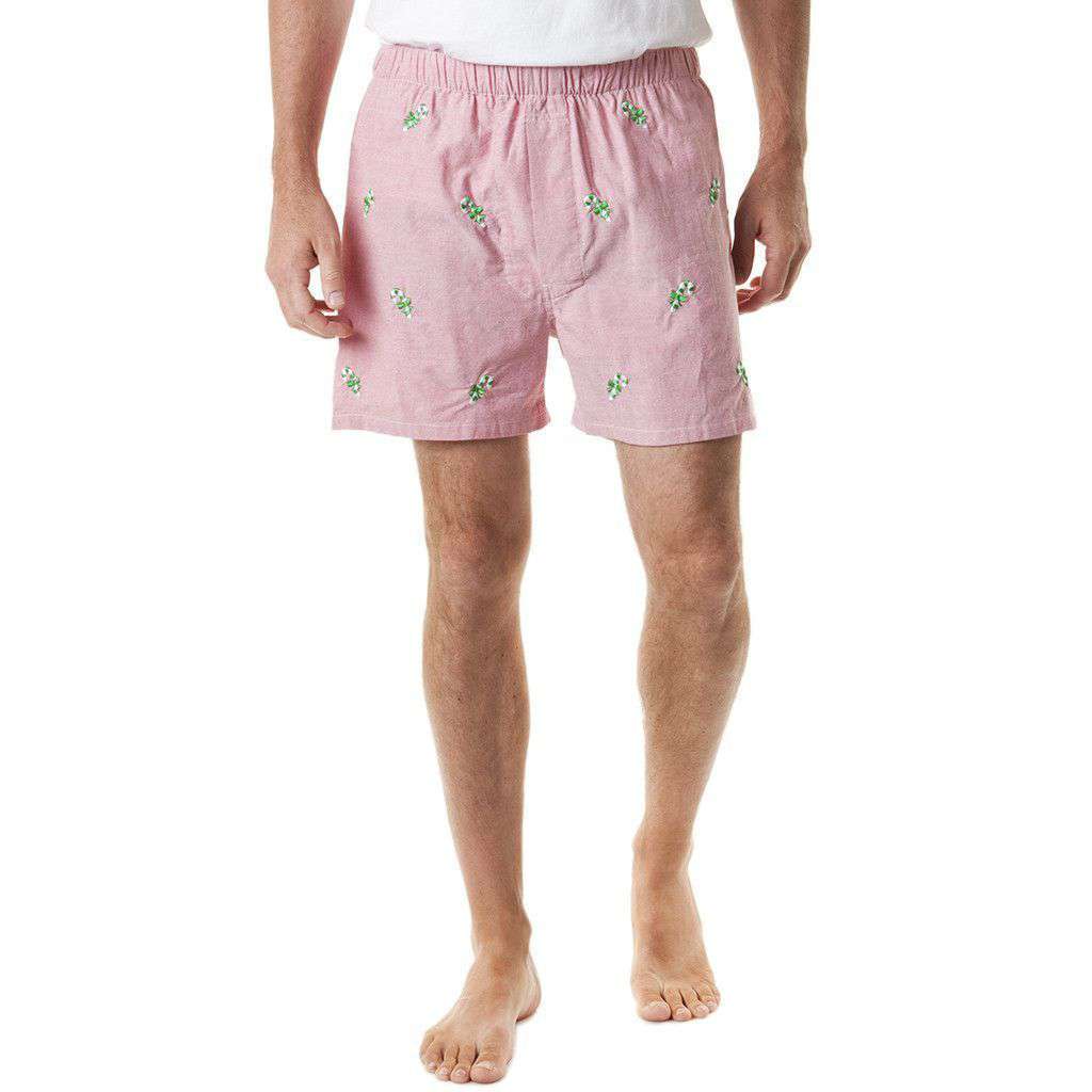 Castaway Barefoot Boxer in Oxford Red with Embroidered Candy Canes ...