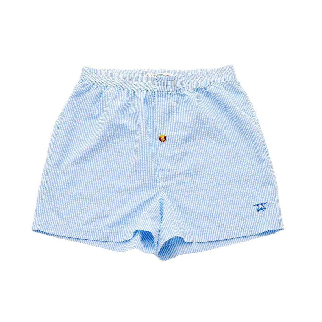 Blue Seersucker Boxers by Bald Head Blues – Country Club Prep