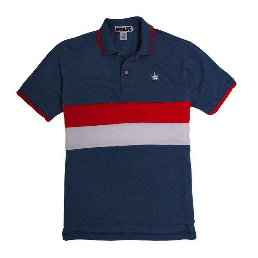 Boast Pieced Polo in Stellar Blue with Red and White Stripes – Country ...