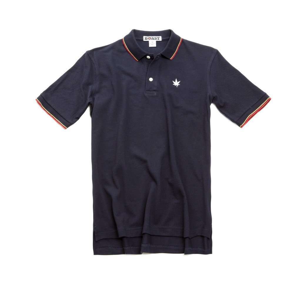 Boast Pique Tipped Polo in Navy with Red and Gold – Country Club Prep