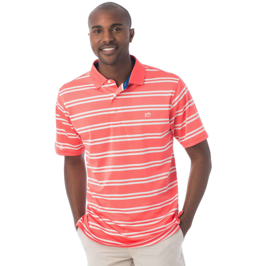 Southern Tide Roster Performance Stripe Polo in Sunset – Country Club Prep