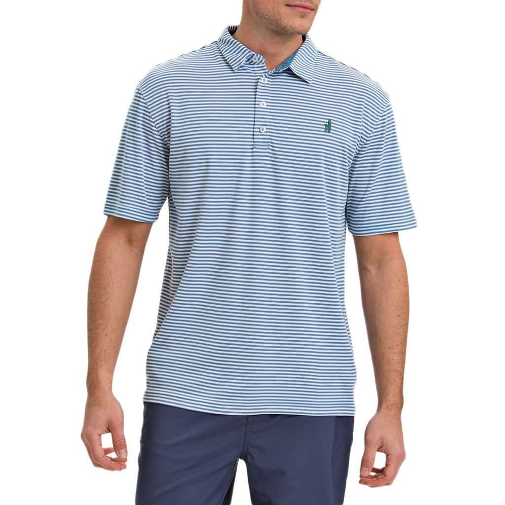 Johnnie-O The Prep-Formance Bunker Striped Polo in Breaker Blue ...