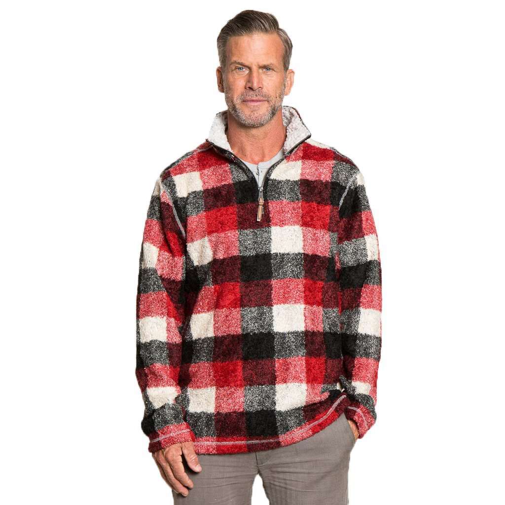 True Grit Melange Buffalo Plaid 1/4 Zip Pullover in Red/Black – Country ...