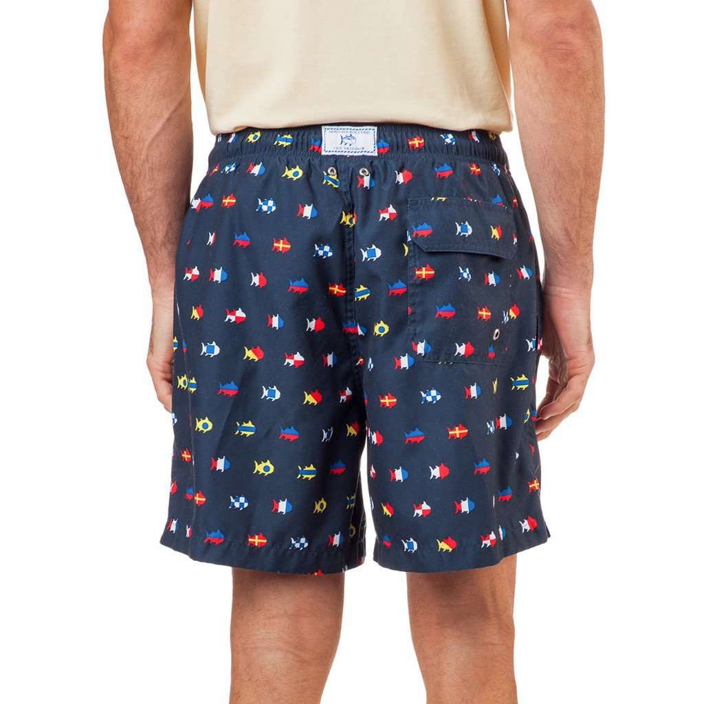 Southern Tide Nautical Flag Swim Trunk in Yacht Blue – Country Club Prep