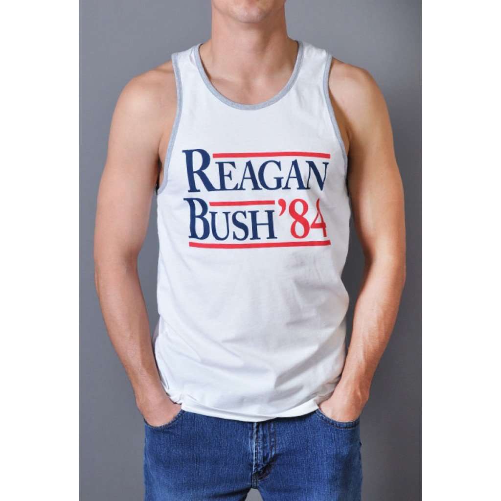 Rowdy Gentleman Old Style Reagan Bush '84 Tank Top in White – Country ...
