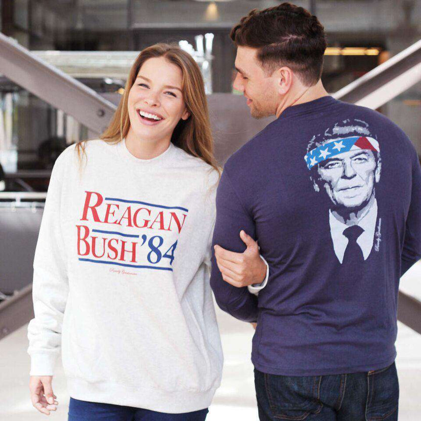 Rowdy Gentleman Reagan Bush '84 Crewneck Sweatshirt in Light Grey ...
