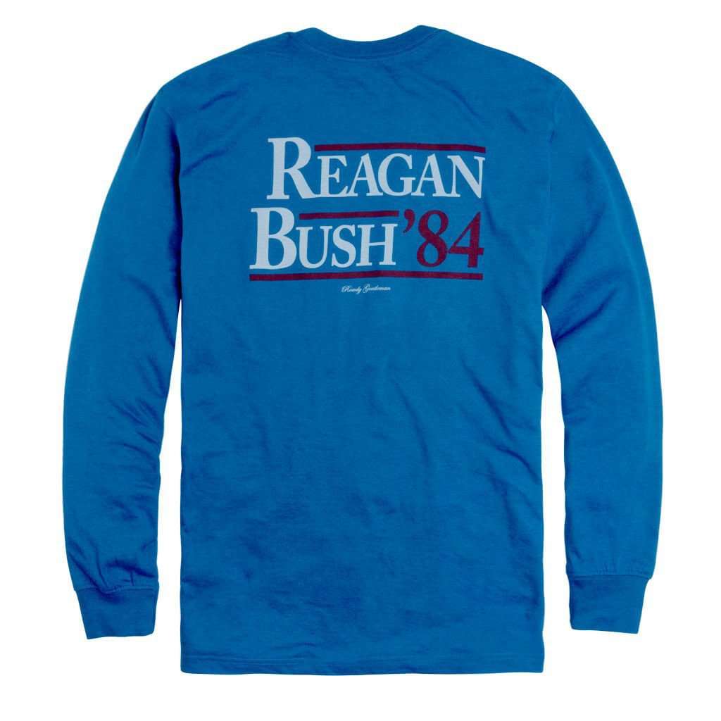 Rowdy Gentleman Reagan Bush '84 Long Sleeve Pocket Tee in Deep Water ...
