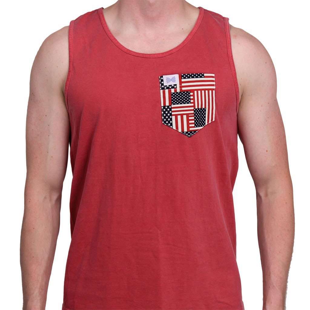 the Frat Collection The Betsy Unisex Tank Top in Crimson with American ...