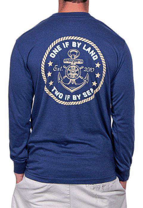 Rowdy Gentleman The Revere Long Sleeve Pocket Tee Shirt In Navy