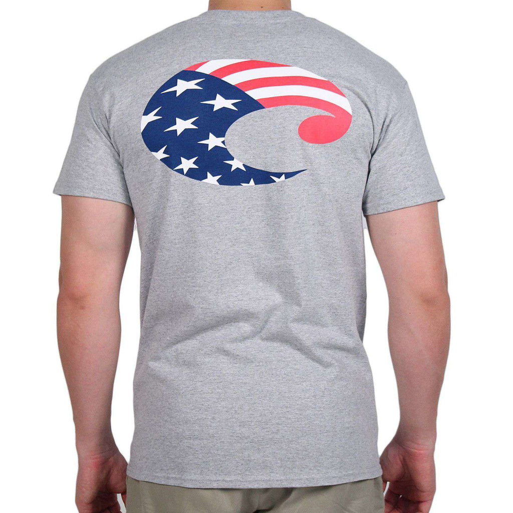 Costa Del Mar USA Flag Logo Tee Shirt in Gray – Country Club Prep