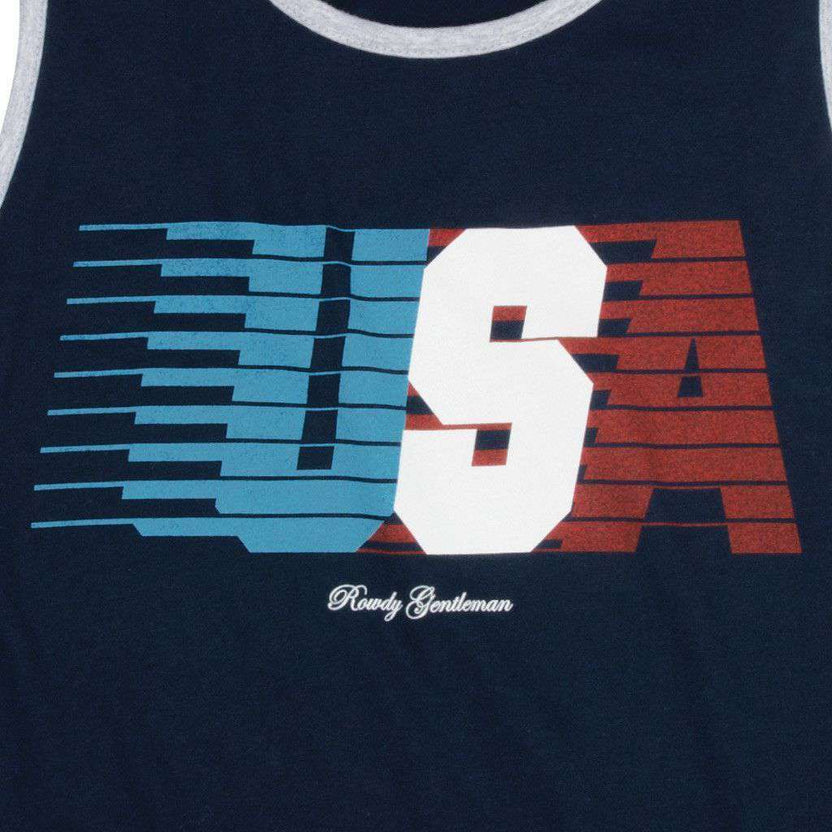 Rowdy Gentleman USA Streaking Tank Top in Navy – Country Club Prep