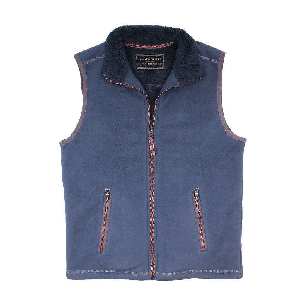 True Grit Bonded Polar Fleece & Sherpa Lined Vest in Vintage Denim ...