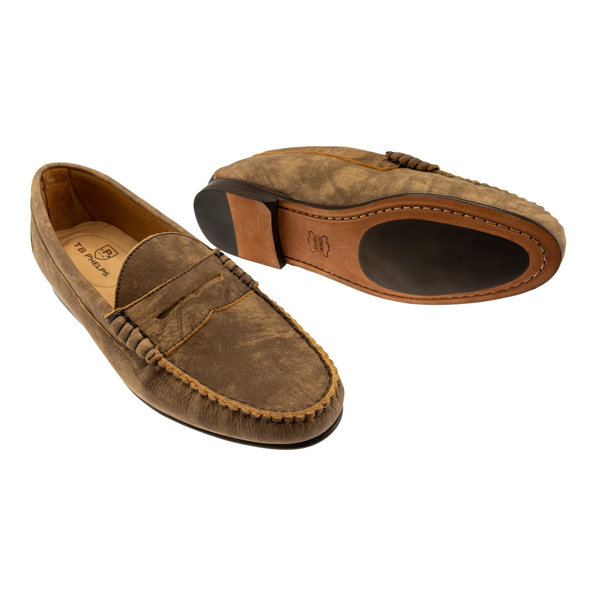 Preston Washed Calfskin Penny Loafer by Country Club Prep