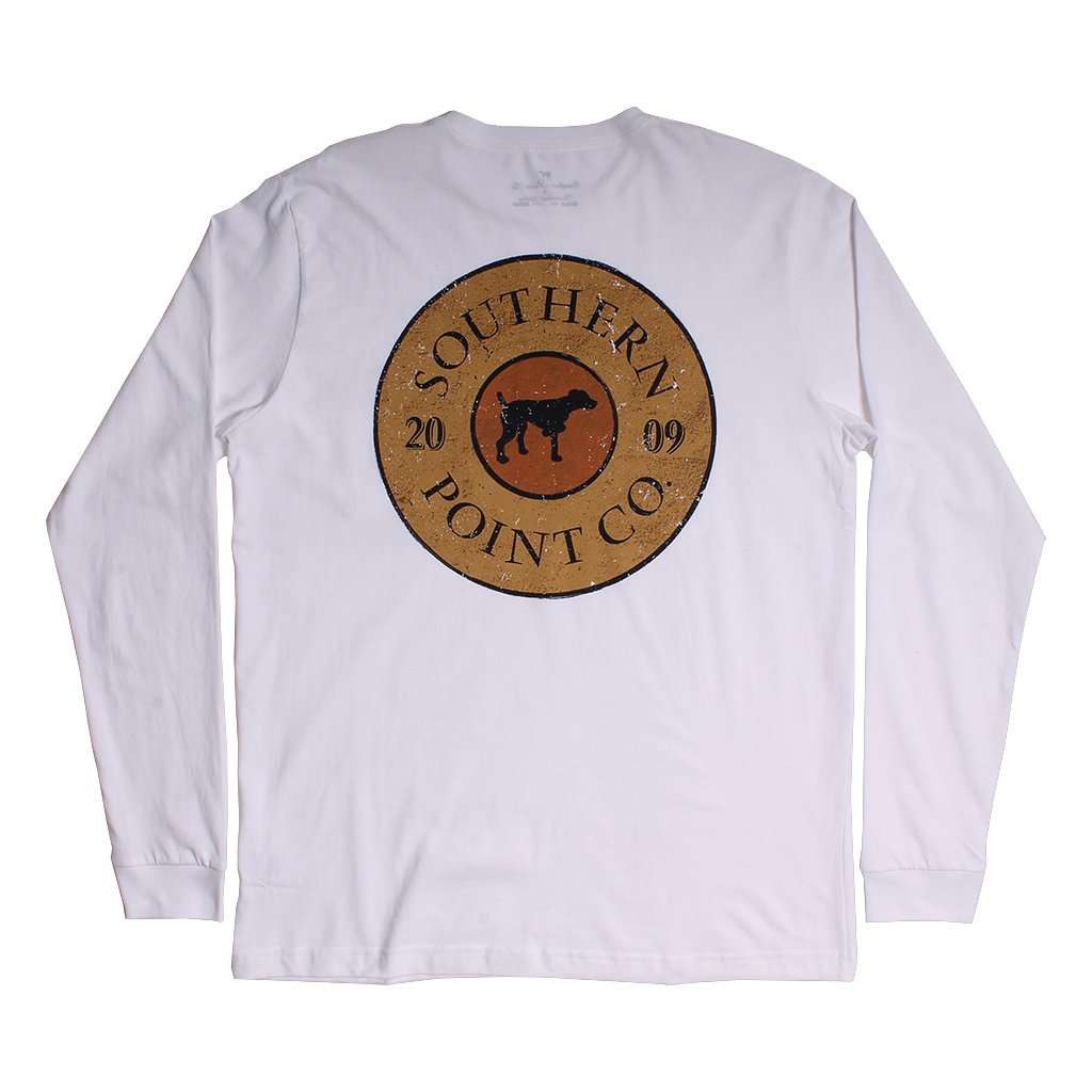 Southern Point Shotgun Shell Long Sleeve Tee in White – Country Club Prep