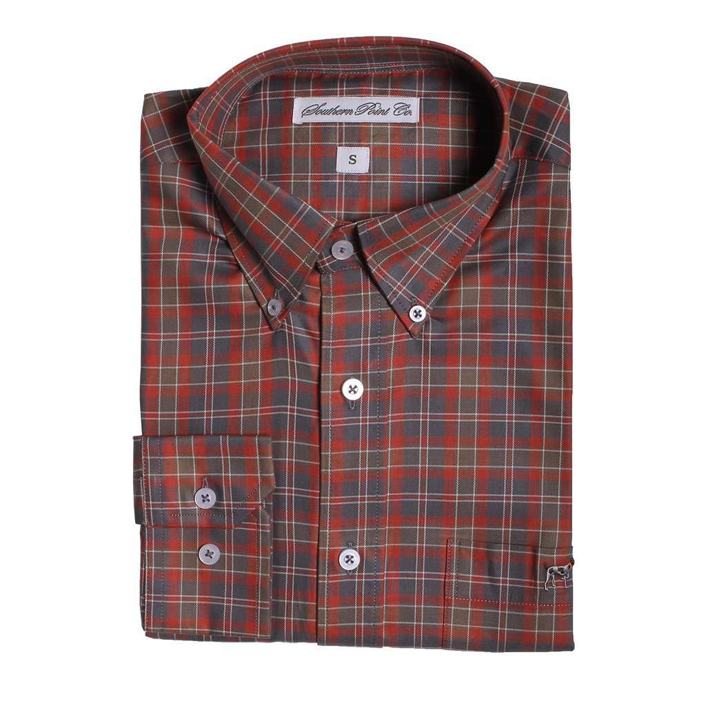 Southern Point The Hadley Shirt in Grey and Olive Plaid – Country Club Prep