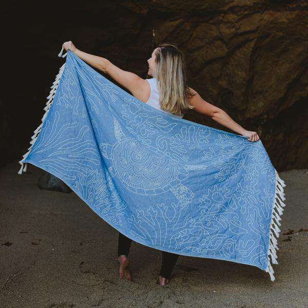 Blue Sea Turtle Reef Towel by Sand Cloud – Country Club Prep