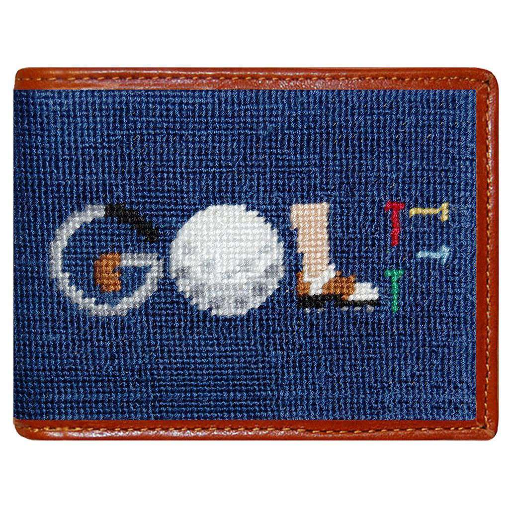 Smathers and Branson GOLF Needlepoint Wallet in Navy – Country Club Prep