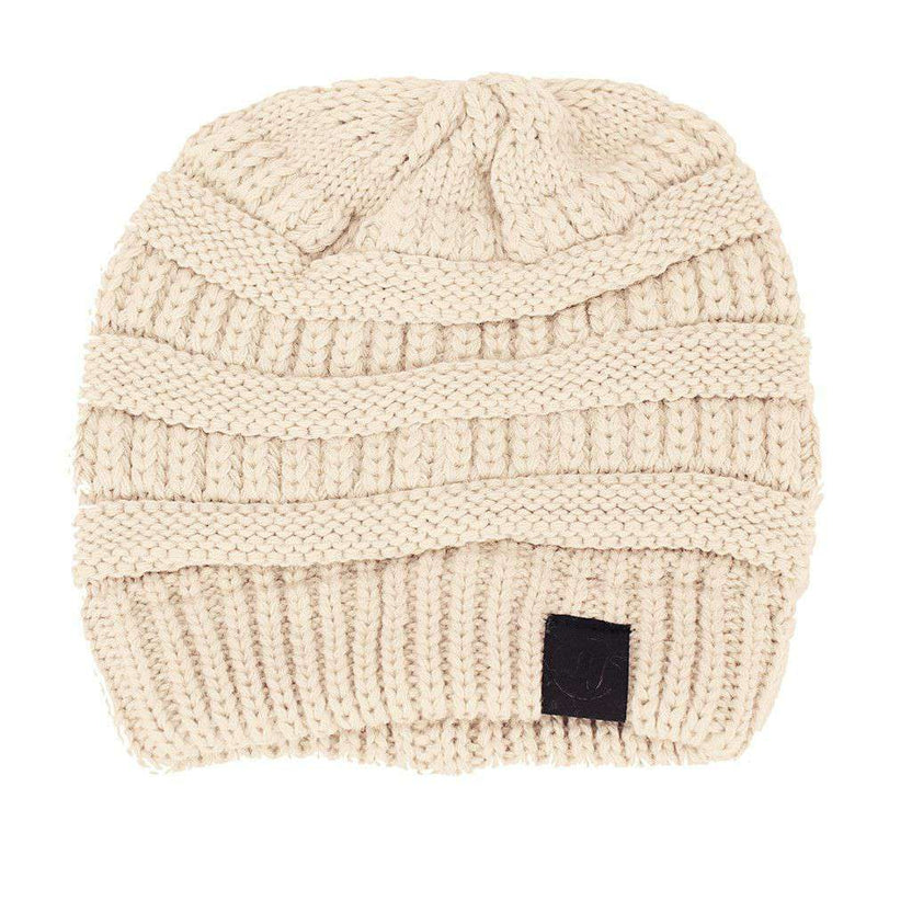 Cable Knit Beanie in Beige by Lauren James – Country Club Prep