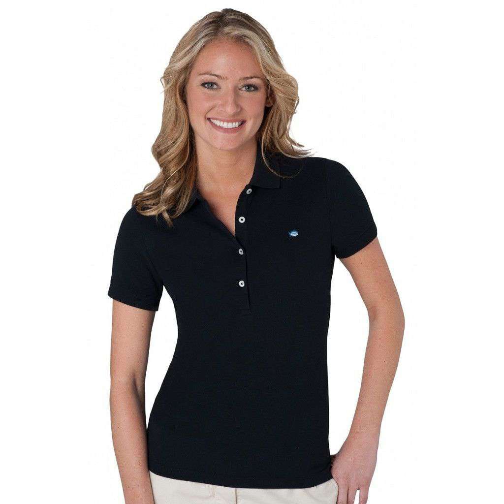 Southern Tide Women's 4 Button Polo in Black – Country Club Prep