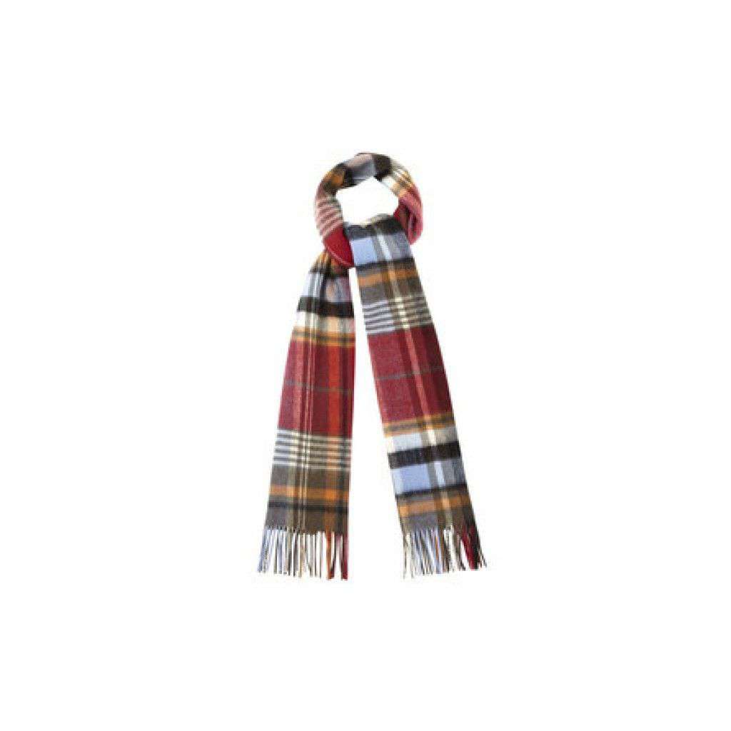 Barbour Bright Country Plaid Scarf in Blue and Red – Country Club Prep