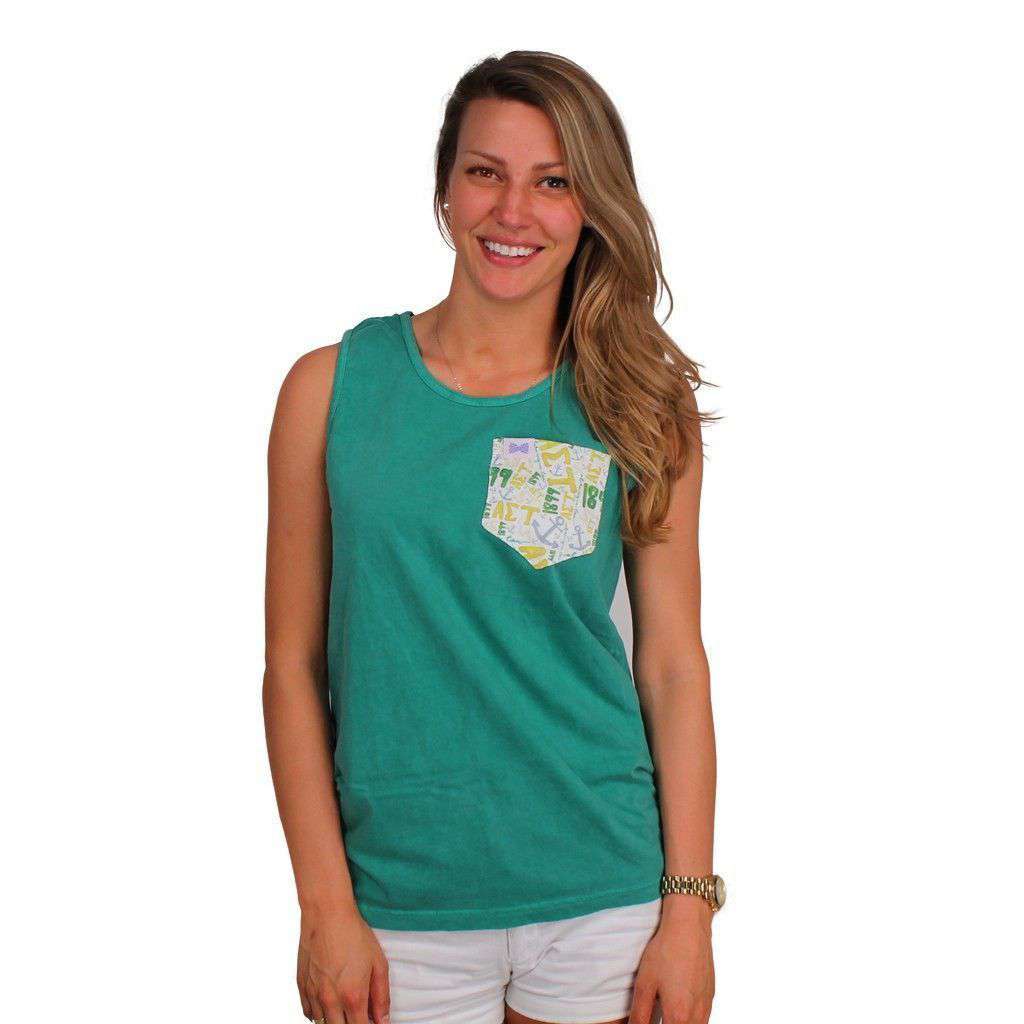 the Frat Collection Alpha Sigma Tau Tank Top in Grass with Pattern ...