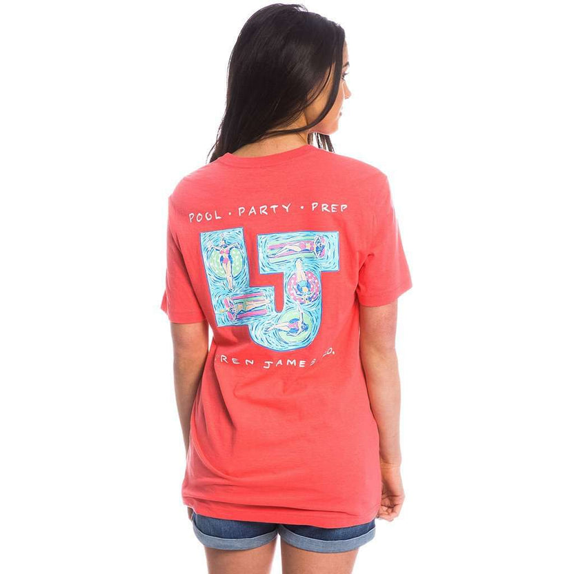 Lauren James Pool Party Prep Pocket Tee in Coral – Country Club Prep
