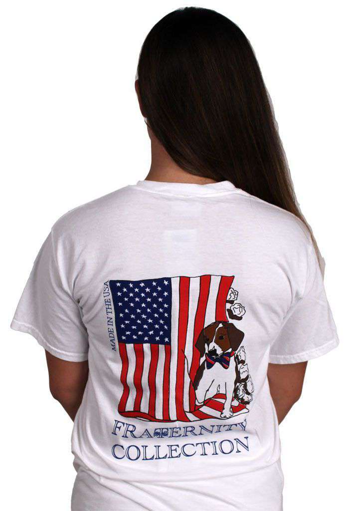 Frat Collection The Patriotic Puppy Short Sleeve Tee Shirt in White ...